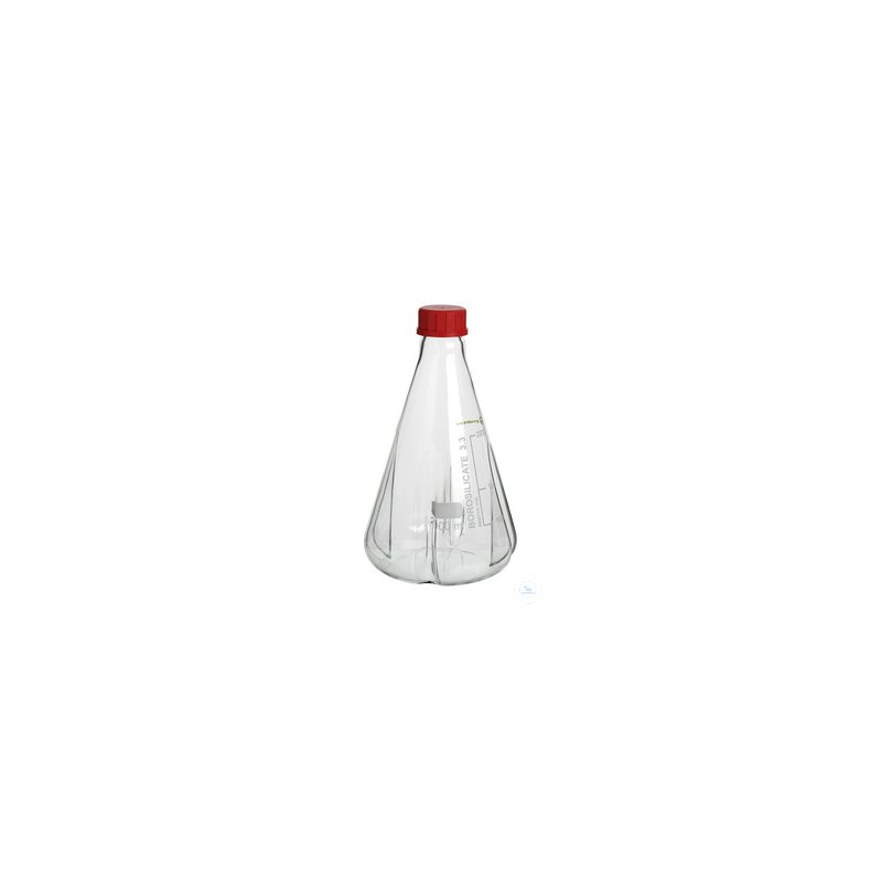 Erlenmeyer flask, 5000 ml, GL 45, with screw cap and 4 baffles, 203,64