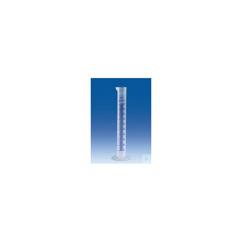Graduated cylinders, PP, class B, tall form, blue raised scale, 100 ml ...