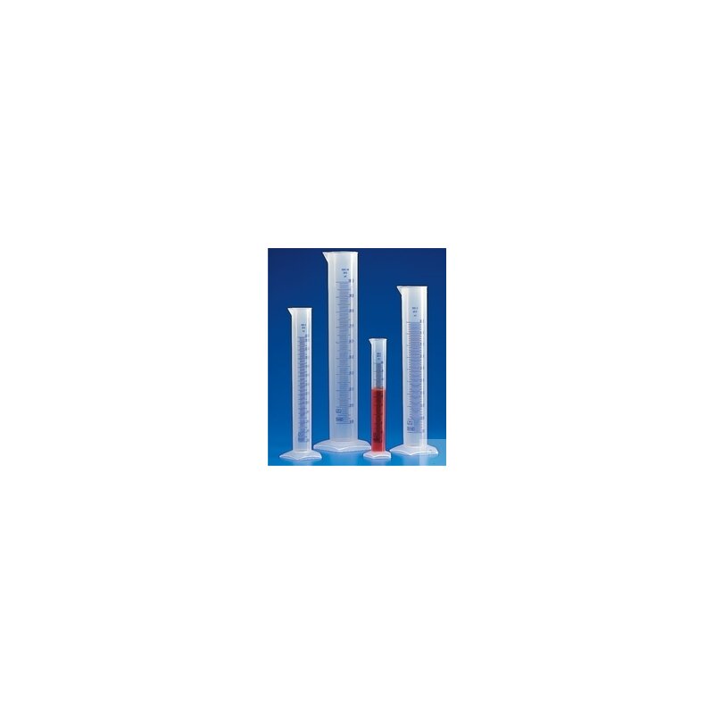 Graduated cylinders, 50 ml, PP, high form, blue graduation, transparent ...